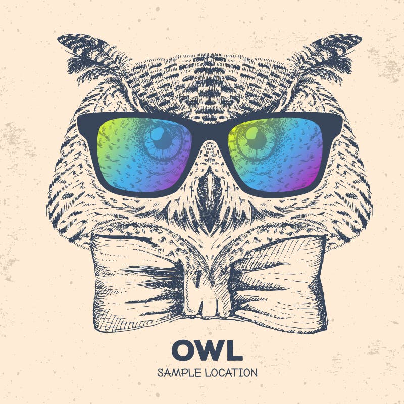 De Uil Van De Hipstervogel De Snuit Van De Handtekening Van Vogeluil ...