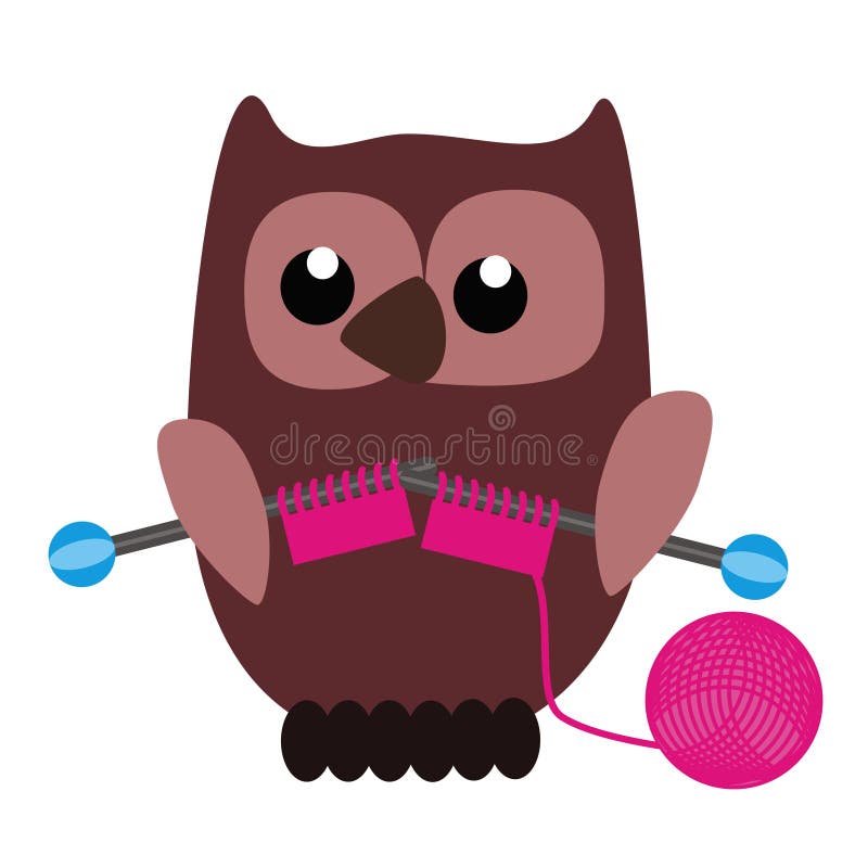 De Uil Van Nice Het Breien Op Wit Stock Illustratie - Illustration of ...