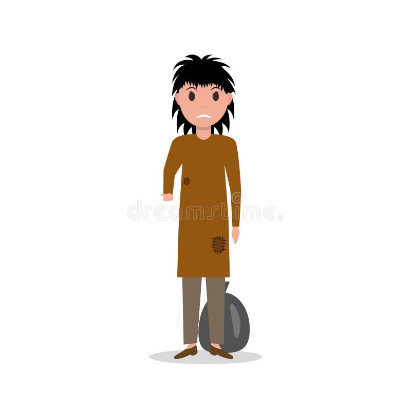 De Vector Behoeftige Bedelaar Van De Beeldverhaalvrouw, Daklozen Vector ...