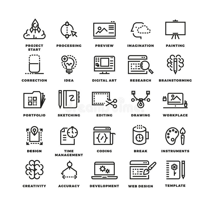 De Vector Creatieve Pictogrammen Van De Proceslijn Vector Illustratie ...