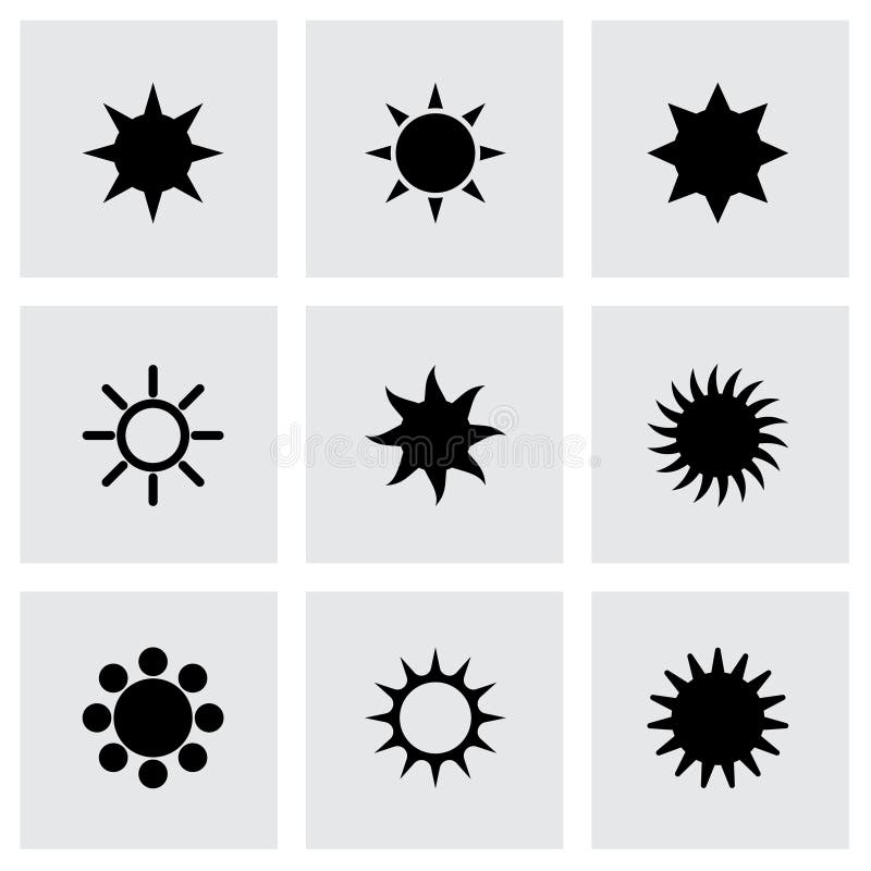 De Vector Reeks Van Het Pictogram Van De Zon Vector Illustratie ...