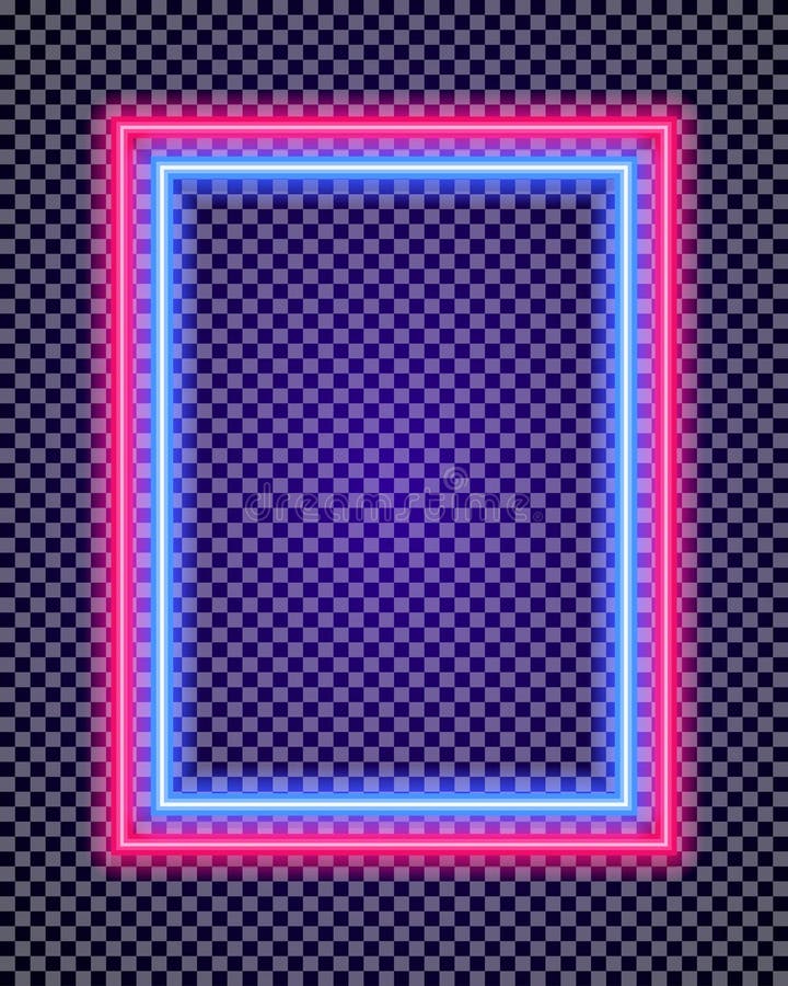 De Vector Rode Cyaankleur Van Het Neon Verticale Kader Op Transparante ...