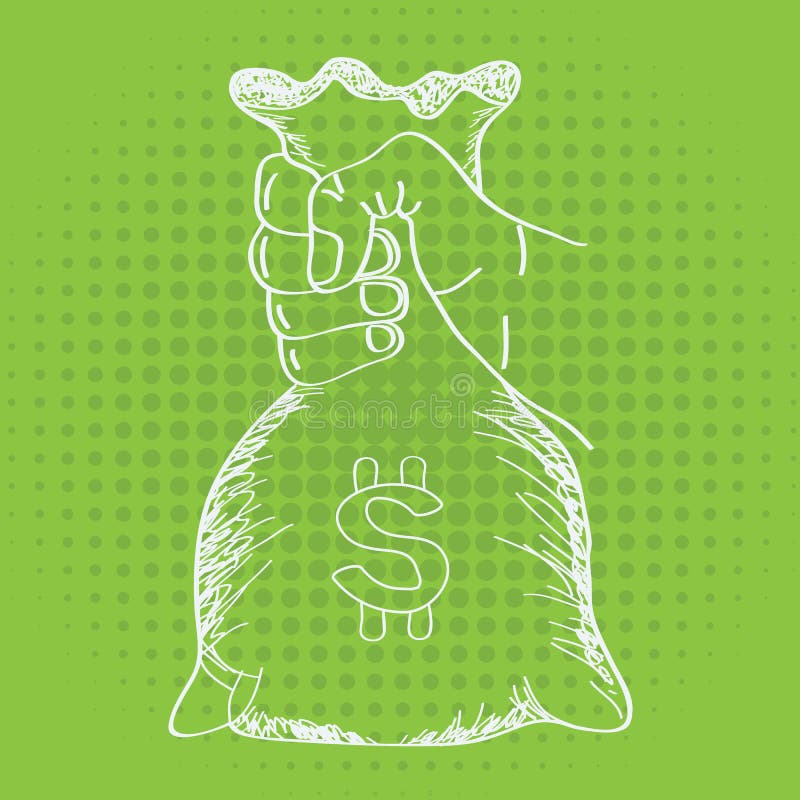 De Vector Van De Het Geldzak Van De Handholding Met De Schetsstijl Van ...