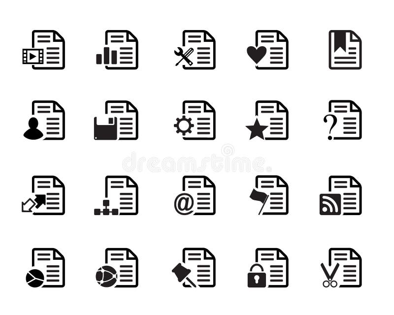 De Vector Van Documentenpictogrammen Vector Illustratie - Illustration ...