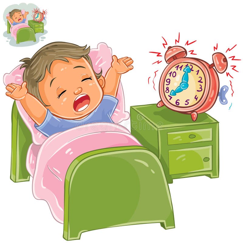 Jongen Werd Wakker in Bed. Kind in Pyjama. ' S Ochtends Slapen En ...