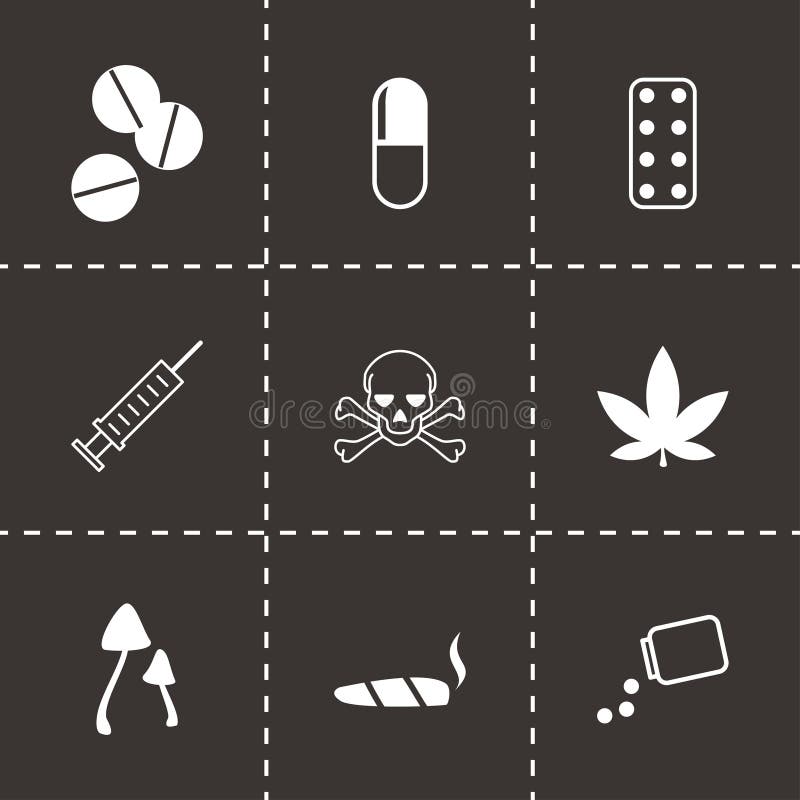 De Vector Zwarte Reeks Van Het Drugspictogram Vector Illustratie ...