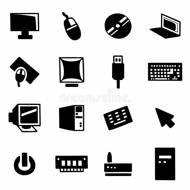 De Vectorreeks Van Het Computerpictogram Vector Illustratie ...