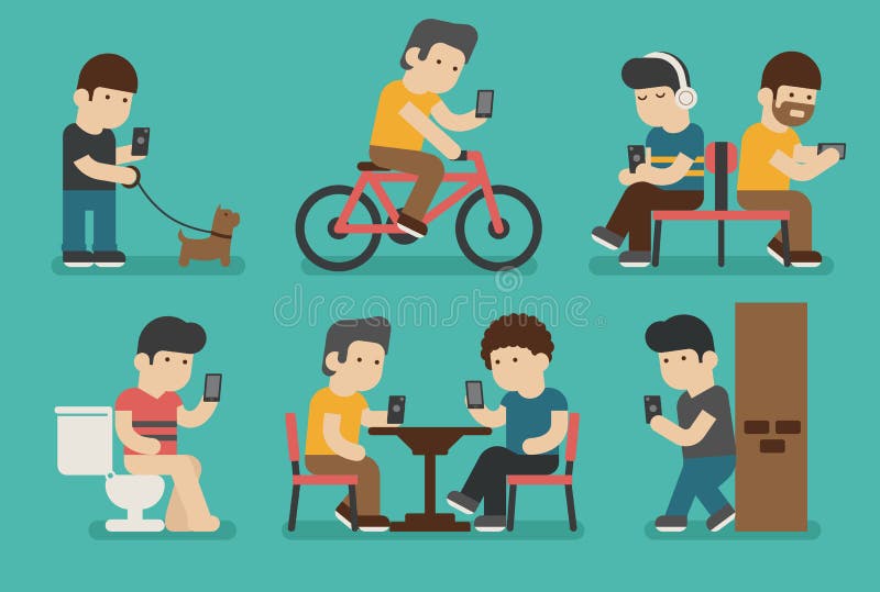 De Verslaving Van Internet En Van Smartphone Vector Illustratie ...