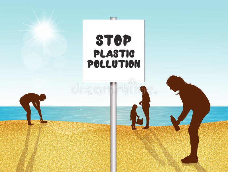 Illustratie Over De Vervuiling Van Plastic in De Wereld Stock ...