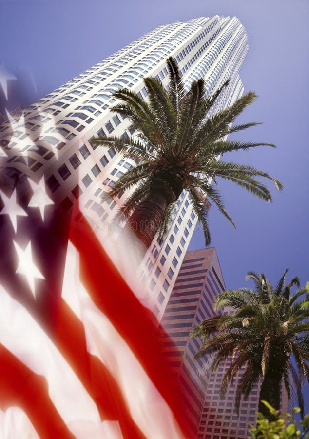 De Vlag Van Los Angeles En Van De V.S. Stock Afbeelding - Image of ...
