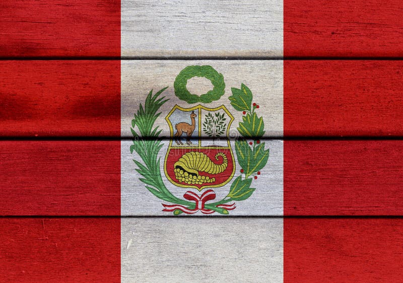 De Vlag Van Peru Op Een Hout Stock Illustratie - Illustration of peru ...