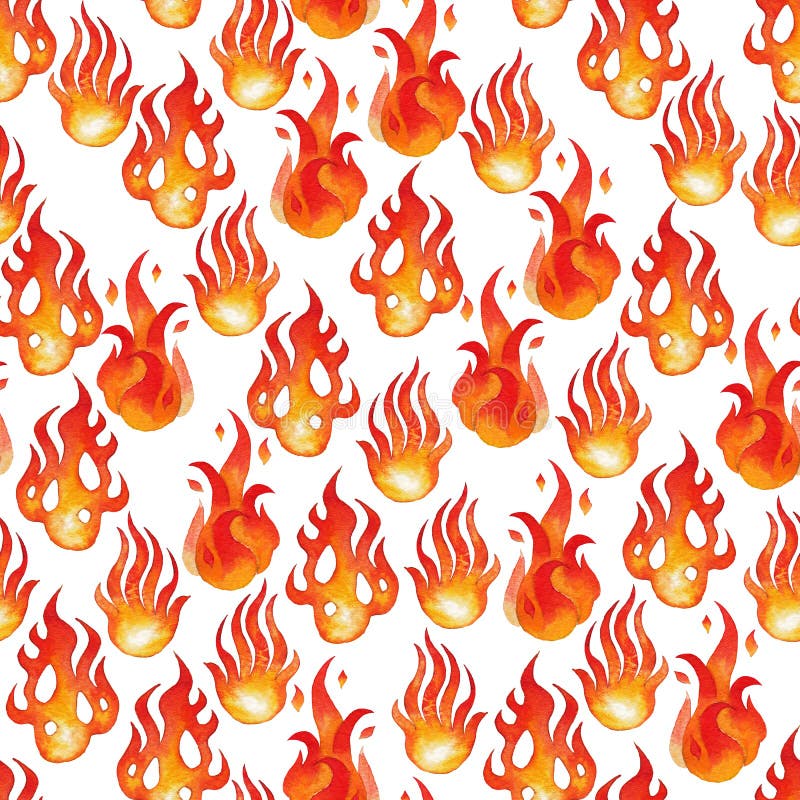 Waterkleurvuur Ingesteld Op Witte Achtergrond. Tongen Van Een ...