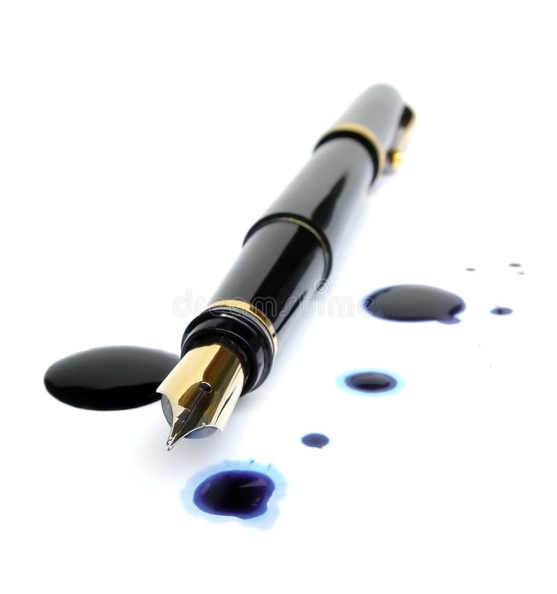 Inkt-pen en inktvlek stock foto. Afbeelding bestaande uit macro - 2793228