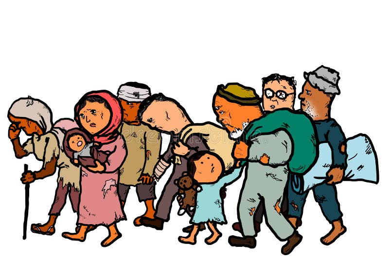 De Vluchtelingen Migreren Dakloze Mensen Vector Illustratie ...