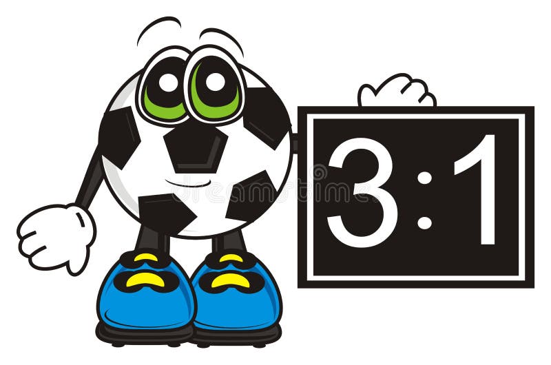 De Voetbalbal Houdt Het Scorebord Met De Score Stock Illustratie ...