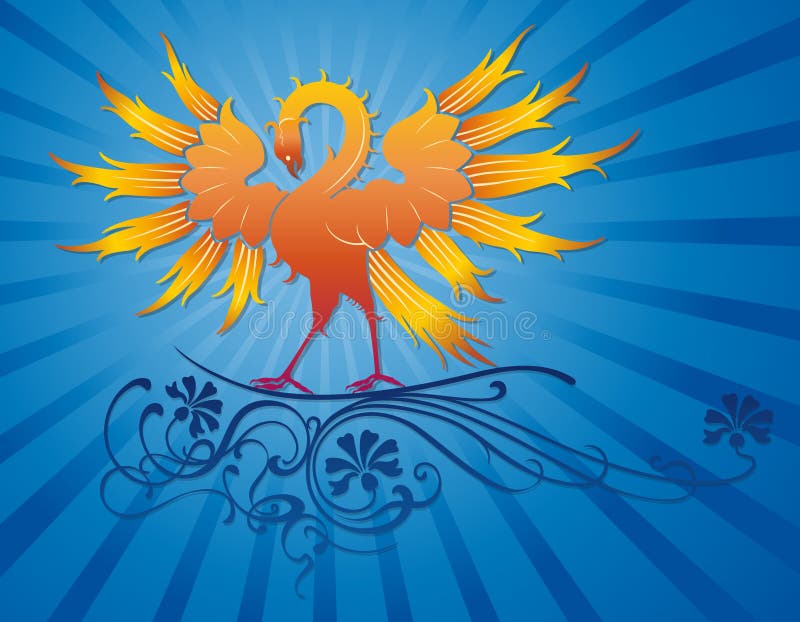 De Vogel Van Phoenix Op Siertak Vector Illustratie - Illustration of ...