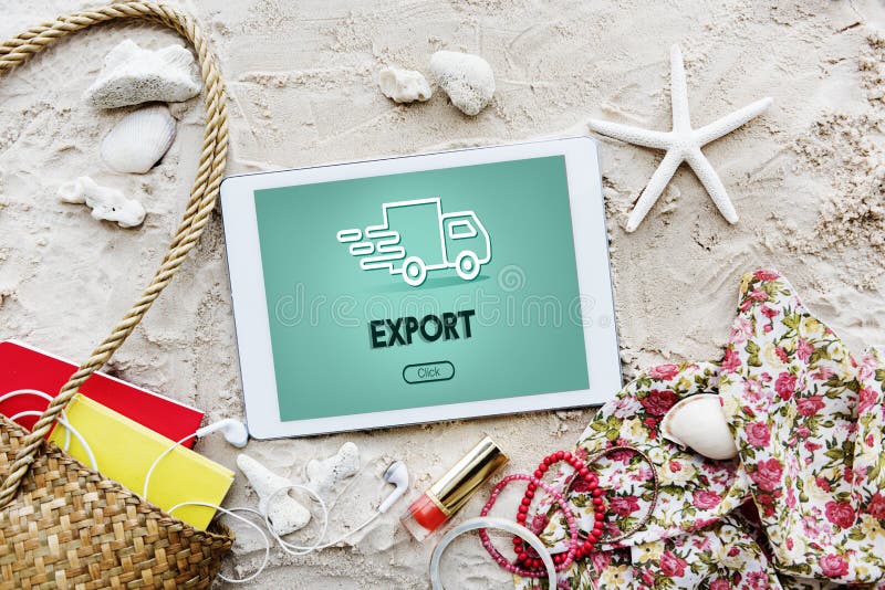 De Vrachtwagen Grafisch Concept Van De Invoer-uitvoerverzending Stock ...