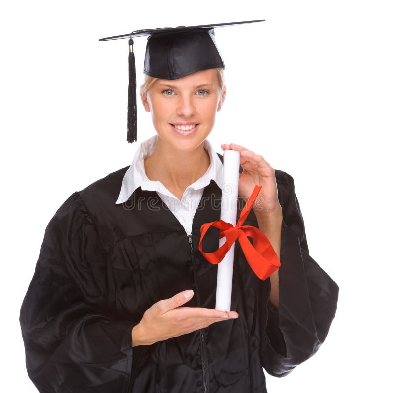 De vrouw van de graduatie stock afbeelding. Image of mooi - 18590937