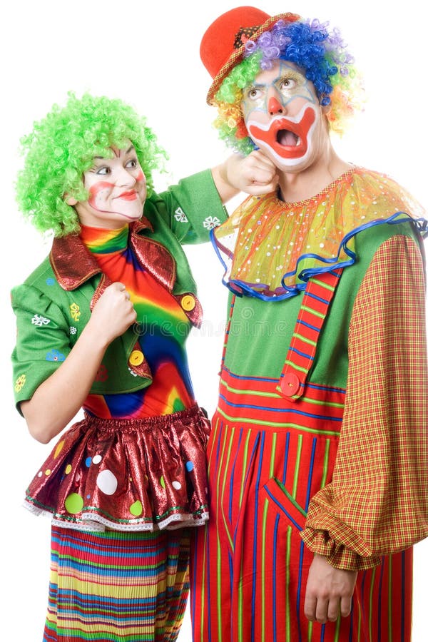 De Vrouwelijke Clown Van Het Clownponsen Stock Afbeelding - Image of ...
