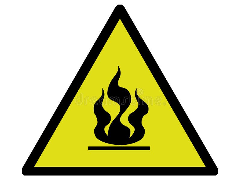 Brandwaarschuwing Op Witte Achtergrond. Ontvlambaar Teken. Geel ...