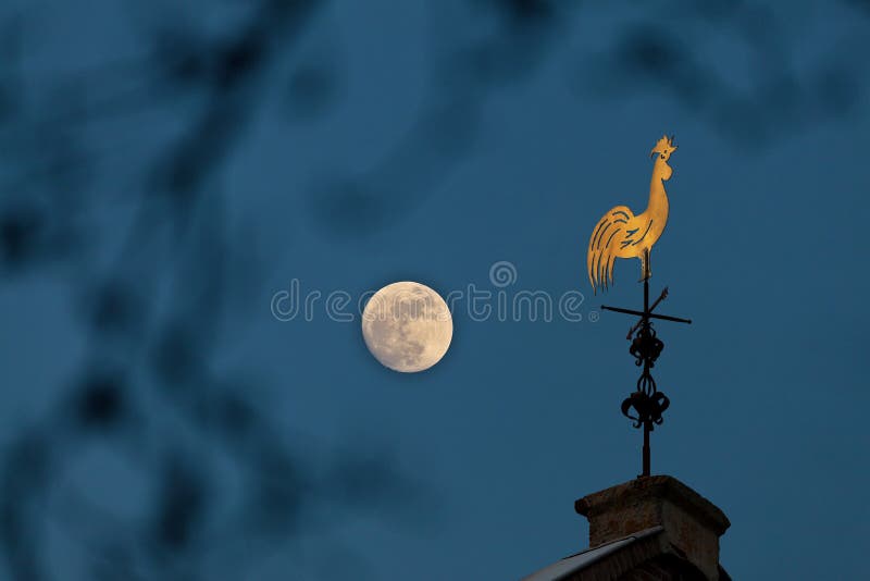 De Weerhaan Van Het Koper in Maanlicht Stock Afbeelding - Image of ...