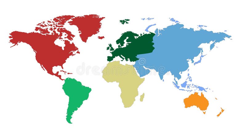 De Wereldkaart Van Continenten Vector Illustratie - Illustration of ...