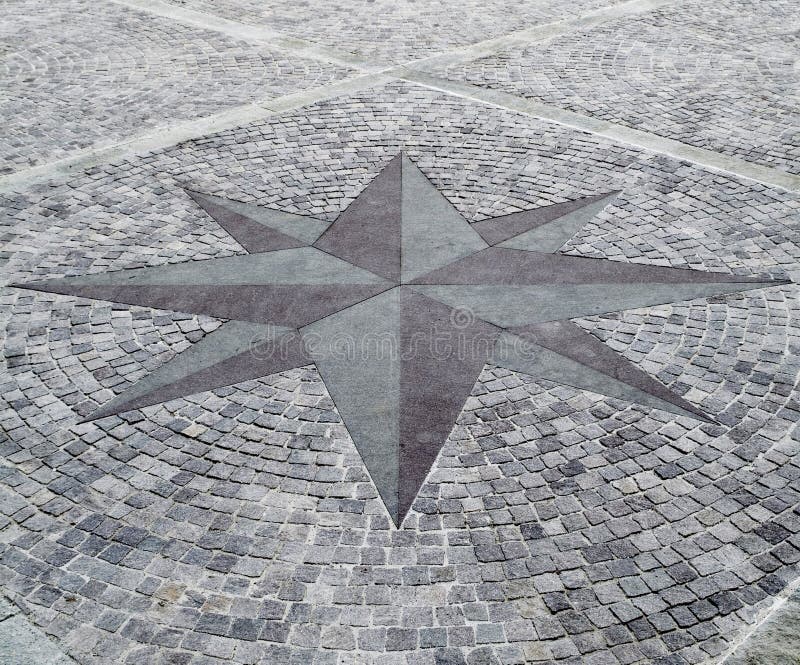 Windroos op de vloer stock afbeelding. Image of kaart - 94639311