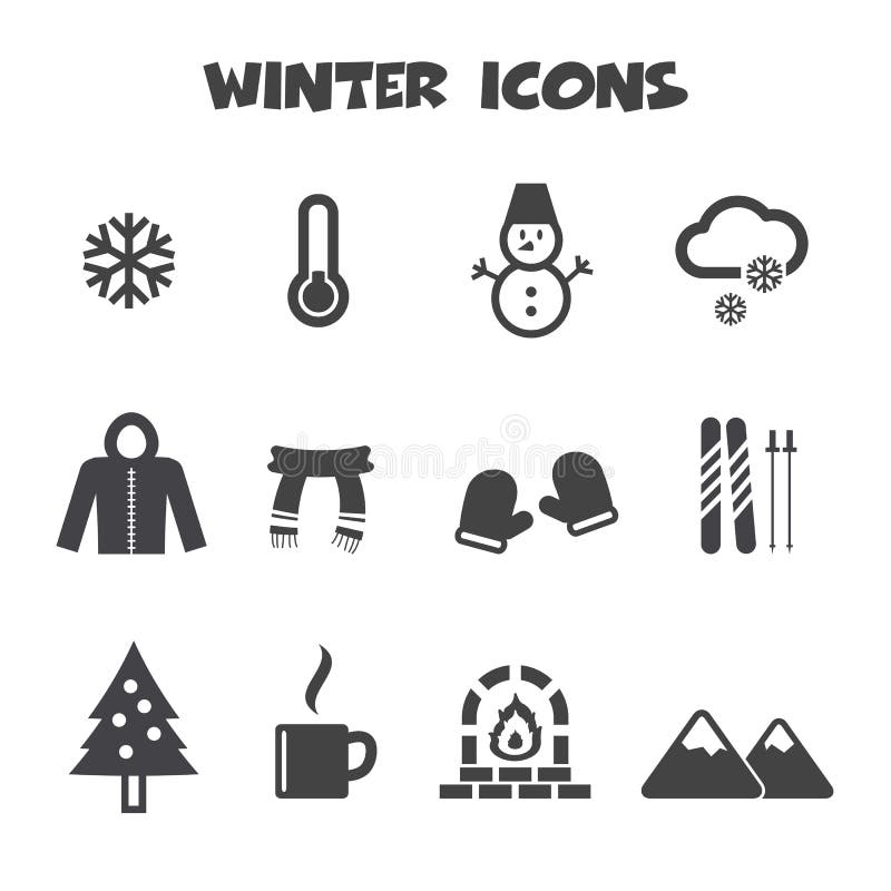 De winterpictogrammen vector illustratie. Illustration of wolk - 38741461