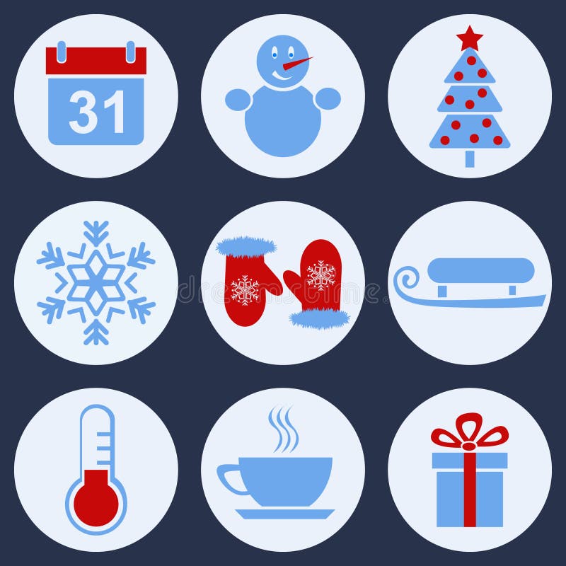 De winterpictogrammen vector illustratie. Illustration of sport - 63242457