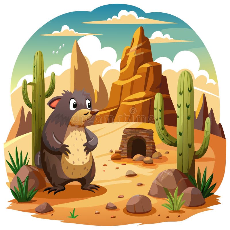 De Winton Mole Isolated Goes Desert Vector Stock Vector - Illustration ...