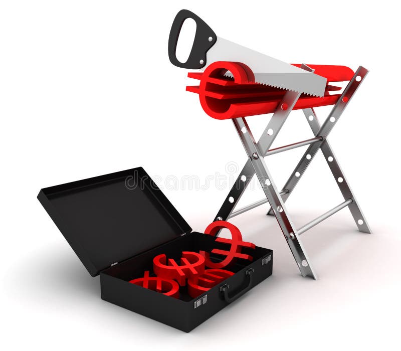 De Zaag Sneed Euro Een Symbool 3d Stock Illustratie - Illustration of ...