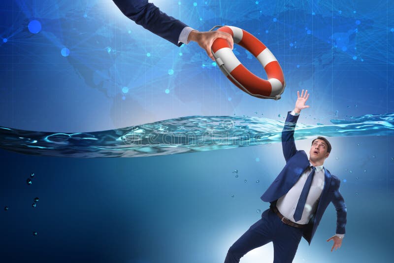 De Zakenman Die Van Verdrinking Worden Gered Stock Afbeelding - Image ...