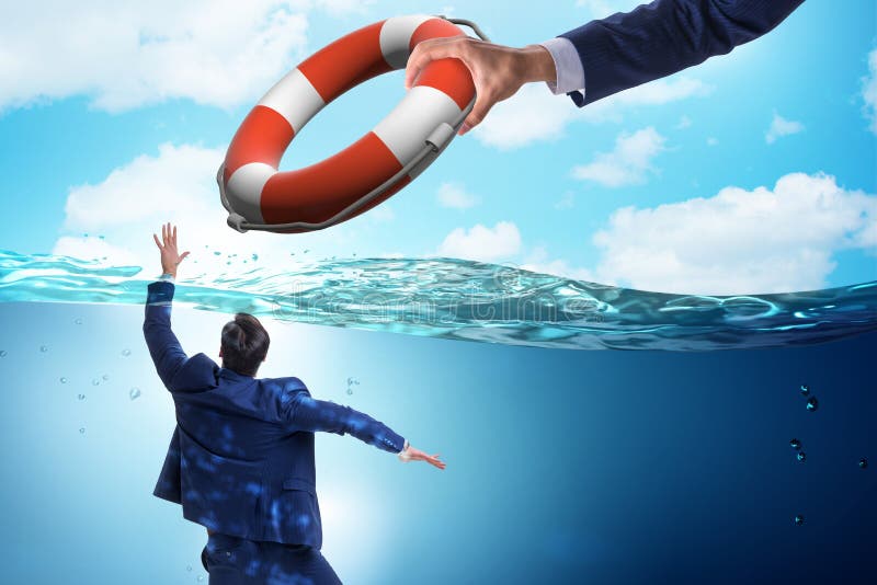 De Zakenman Die Van Verdrinking Worden Gered Stock Afbeelding - Image ...
