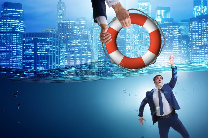 De Zakenman Die Van Verdrinking Worden Gered Stock Afbeelding - Image ...