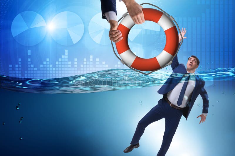 De Zakenman Die Van Verdrinking Worden Gered Stock Foto - Image of ...