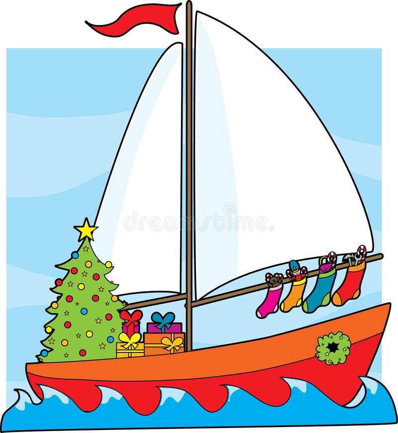 De Zeilboot van Kerstmis vector illustratie. Illustration of vakantie ...