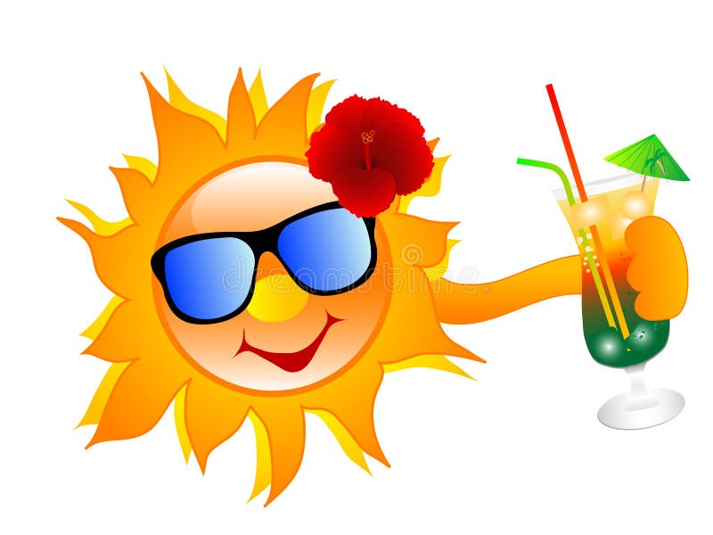 De zon van de zomer vector illustratie. Illustration of cocktail - 19689049