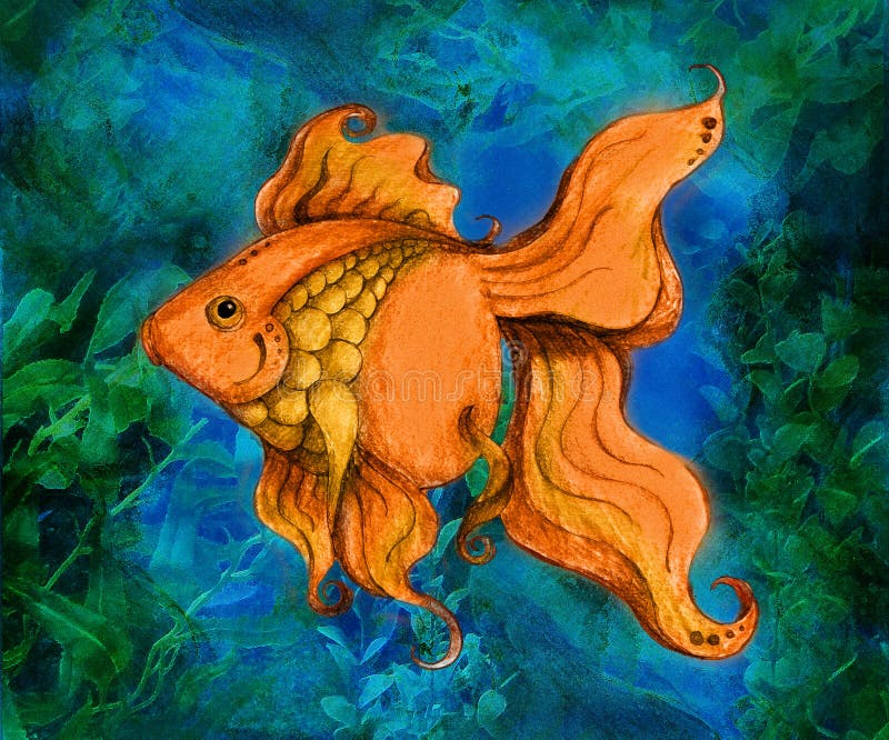 De Zwemmende Illustratie Van De Goudvis Stock Illustratie ...