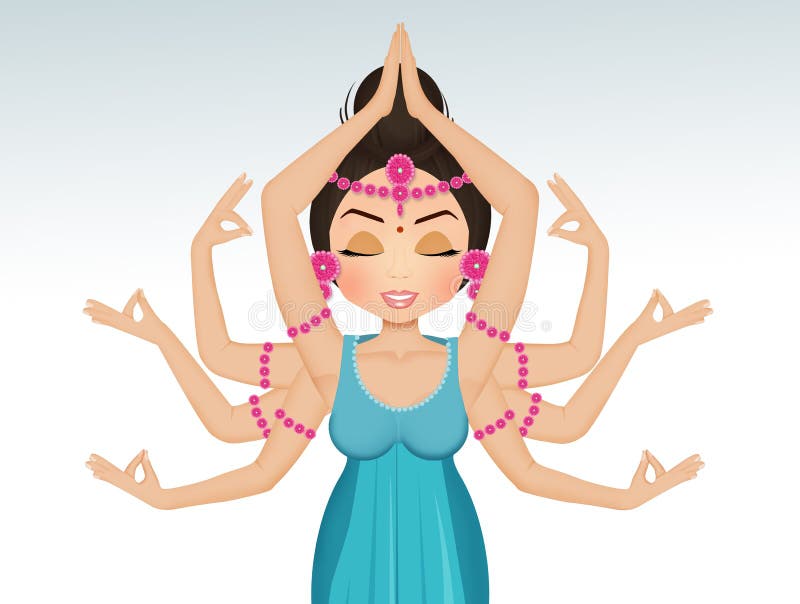 Goddess Kali with Candles for Diwali Stock Illustration - Illustration ...