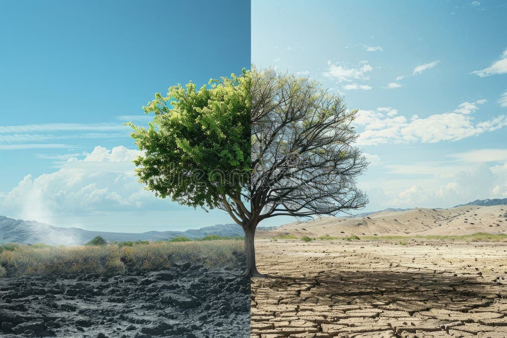 Dead and Alive Tree in the Landscape Stock Image - Image of desert ...