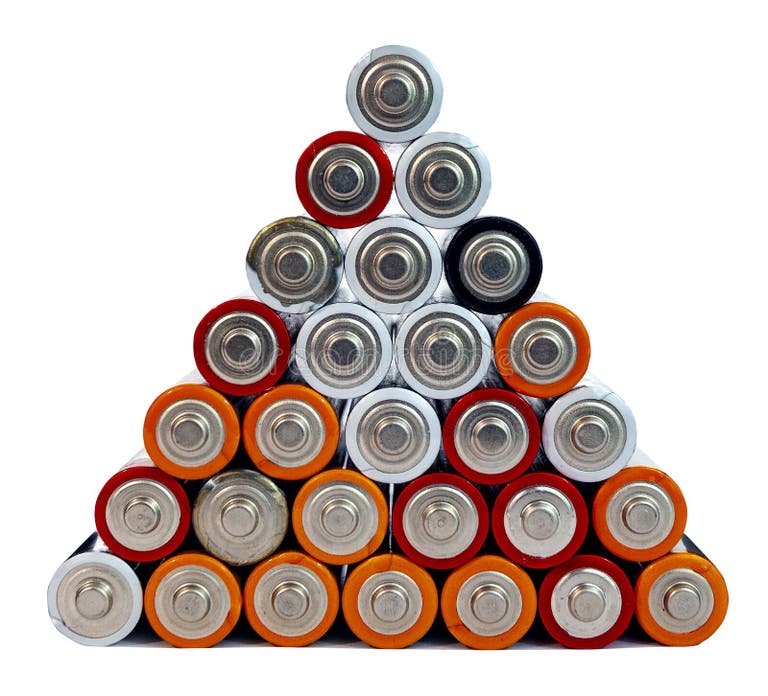 Dead battery pyramid stock photo. Image of white, ecology - 173733694