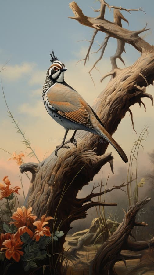 Quail Perched on Branch: Detailed Shading and Realistic Landscapes ...
