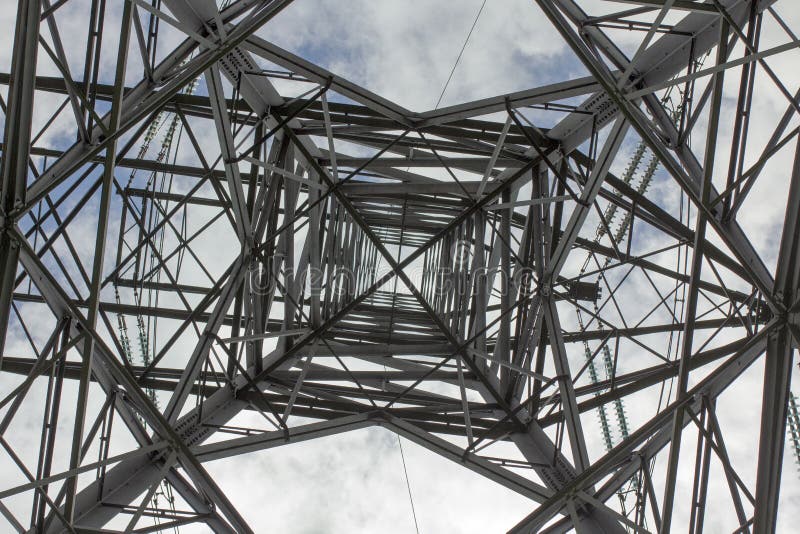 Dead Centre View into HV Pylon Mast - Stock Photo Stock Image - Image ...