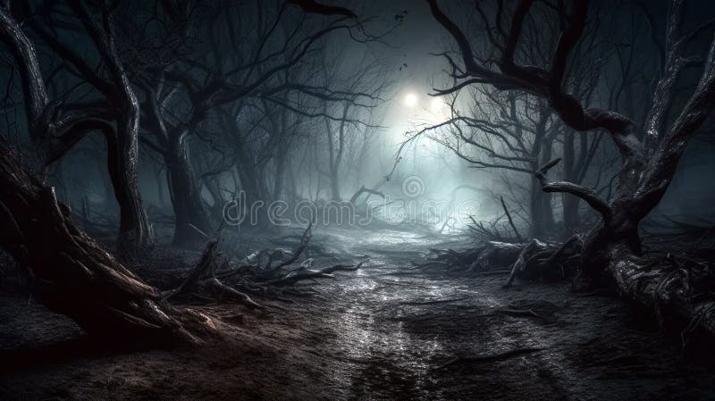 Dead Cliff Road on the Dead Mysterious Forest with Three Crows on the ...