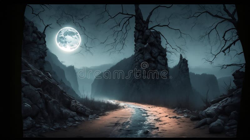 Dead Cliff Road on the Dead Mysterious Forest with Three Crows on the ...