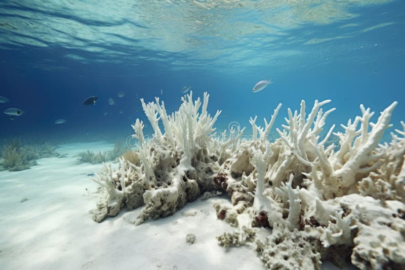 A Dead Coral Reef, Bleached and Devoid of Marine Life Stock ...