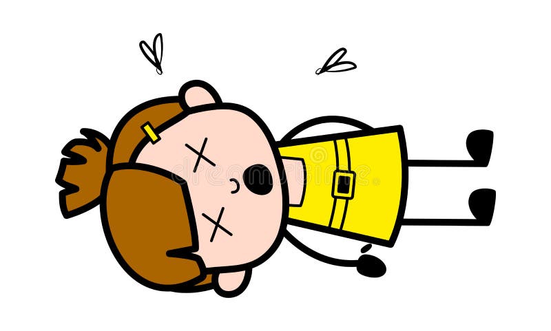 Dead - Cute Girl Cartoon Character Vector Illustration Stock ...