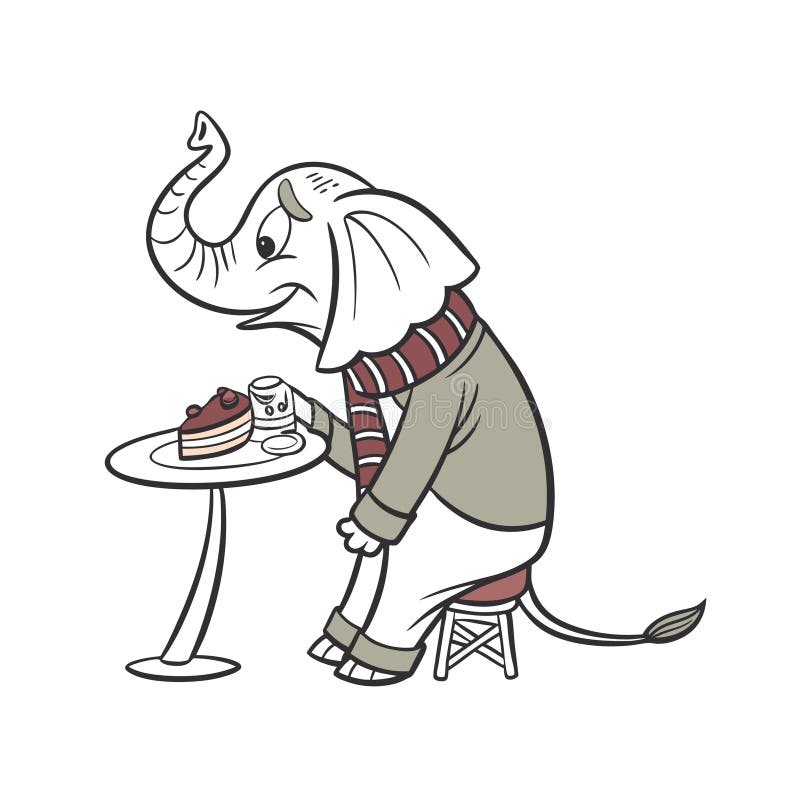 Dead Elephant in Dining Illustration Stock Illustration - Illustration ...