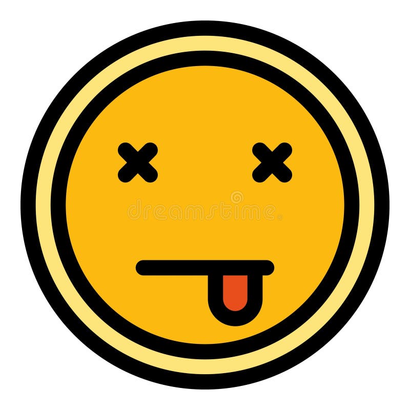 Dead Emoji. Yellow Face With Crosses Instead Of Eyes. Shocked Smiley ...
