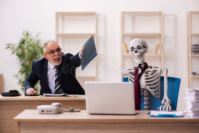 Dead Employee Working in the Office Stock Image - Image of retiree ...